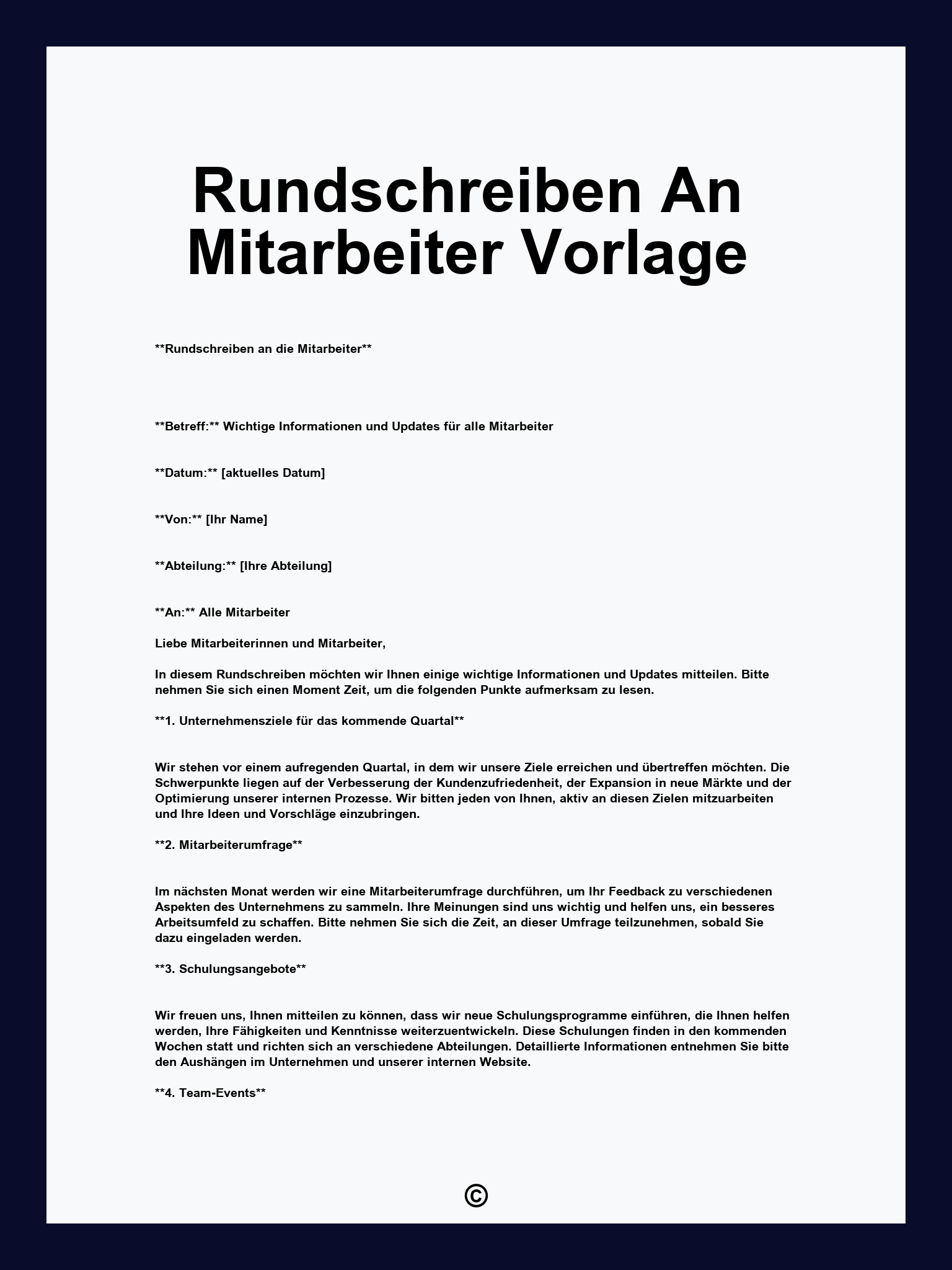 Rundschreiben An Mitarbeiter Vorlage