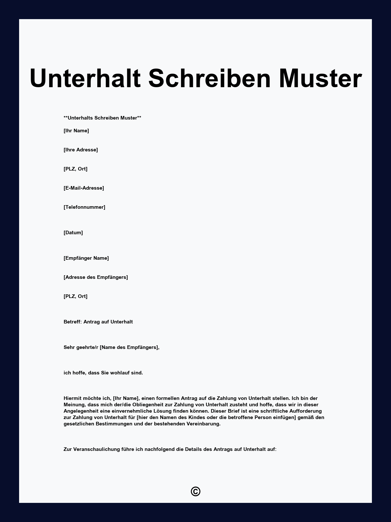 Unterhalt Schreiben Muster